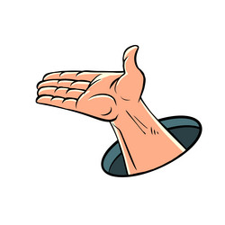 A man outstretched palm asking for help poverty Vector Image