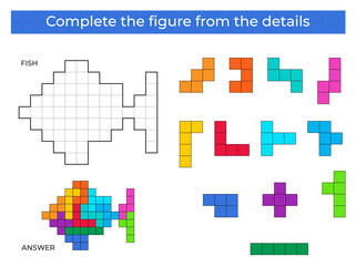 Complete the figure puzzle game with turtle Vector Image