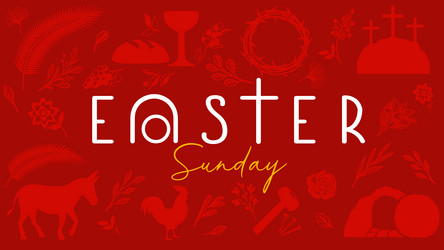 Morning easter sunday open tomb and three cross Vector Image