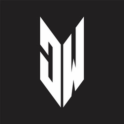 Dw logo monogram with piece circle ribbon style Vector Image