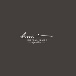 Km signature logo - handwritten logo template Vector Image