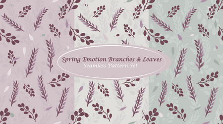 Spring emotion branches leaves pink mint set Vector Image