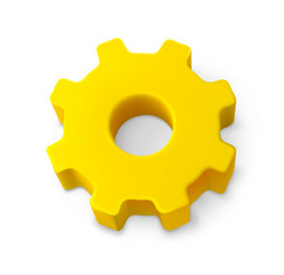 Yellow gear wheel for machinery Royalty Free Vector Image