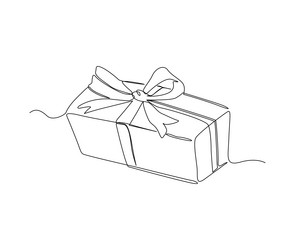 Continuous one line drawing of present box Vector Image