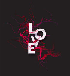 Love word hand drawn lettering with red heart Vector Image