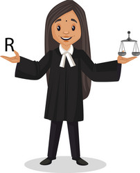 Cute judge girl cartoon character standing Vector Image