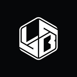 Lb logo monogram hexagon shape with triangle Vector Image