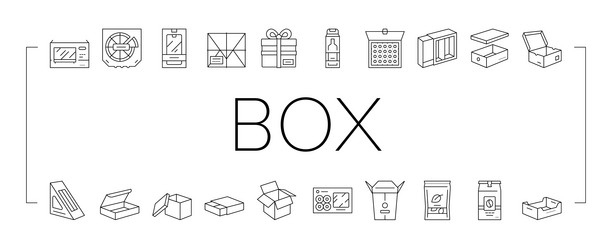 Box carton container collection icons set Vector Image