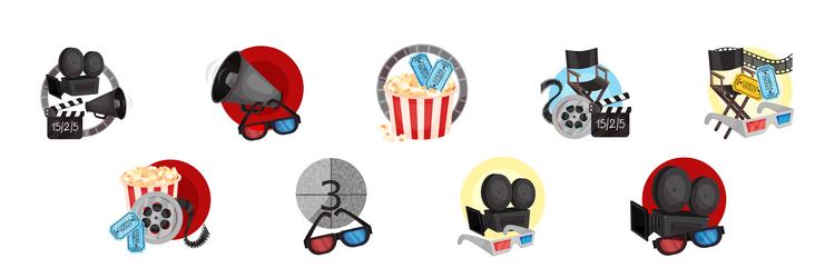 Cinematography element and object with popcorn Vector Image