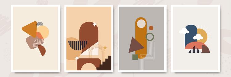 Abstract contemporary posters with sun moon Vector Image