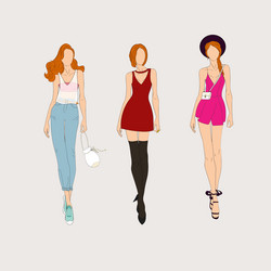 Fashion models representing a new collection Vector Image