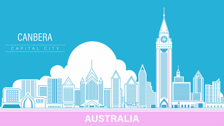 Australia canberra night city skyline Royalty Free Vector