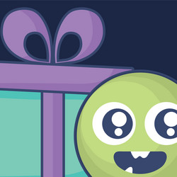 Emoticon face with giftbox present Royalty Free Vector Image