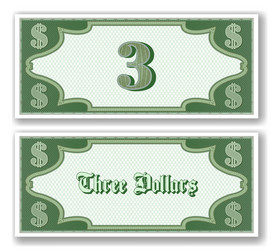 Sample green paper check of 2000 dollars Vector Image