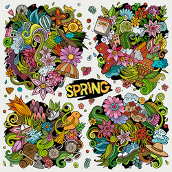 Set spring combinations objects and elements Vector Image
