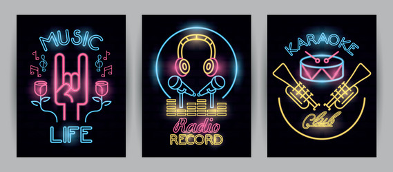 Night club bar label neon lights Royalty Free Vector Image