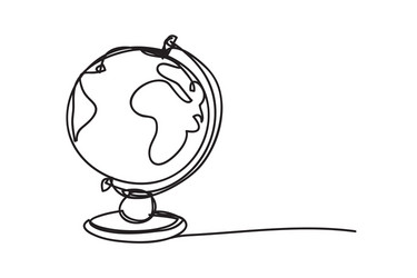Globe world map line drawing style design Vector Image