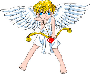 Tattooed cupidon art with lettering Royalty Free Vector