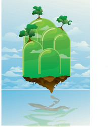 Fantasy flying island Royalty Free Vector Image