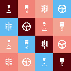 Set pop art racing helmet gear shifter car Vector Image