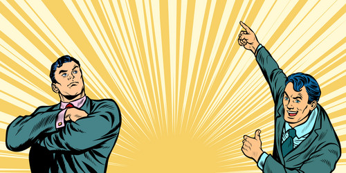 Two men dialogue Royalty Free Vector Image - VectorStock