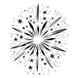 Fireworks star explode new year black sketch hand Vector Image