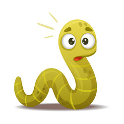 Funny green worm in beret with brush drawing Vector Image