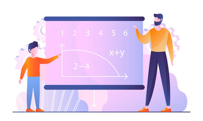 Mathematics education with student learning math Vector Image