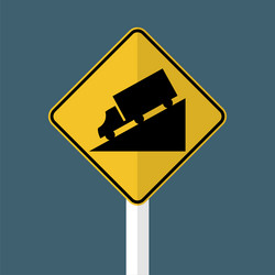 Truck downhill warning sign Royalty Free Vector Image