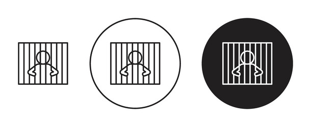 Criminal behind bars icon set prison jail cell Vector Image