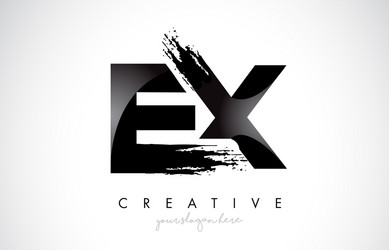 Ex letter design with brush stroke and modern 3d Vector Image
