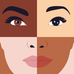 Eyes and lips on different skin tone Royalty Free Vector