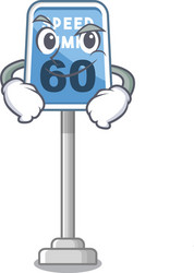Waving speed limit at edge cartoon road Royalty Free Vector