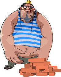 Cartoon big fat man in a bloodstained apron Vector Image