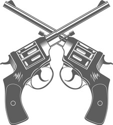 Crossed guns isolated on white Royalty Free Vector Image