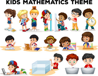 Boys with math tools Royalty Free Vector Image