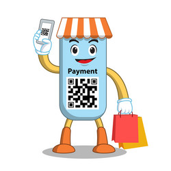 Cute qr code mascot as a psychopath holding Vector Image