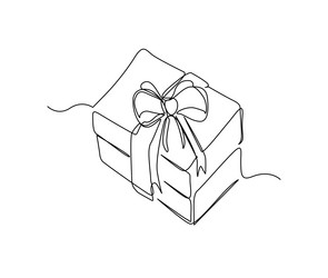 Continuous one line drawing of present box Vector Image