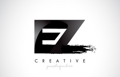 Ez letter design with brush stroke and modern 3d Vector Image
