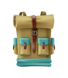 Backpack isolated on white realistic 3d Royalty Free Vector