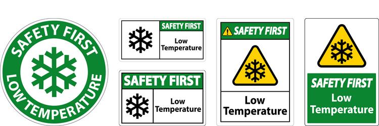Warning low temperature symbol and text safety Vector Image