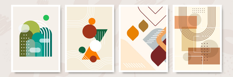 Abstract geometric natural shapes poster set Vector Image