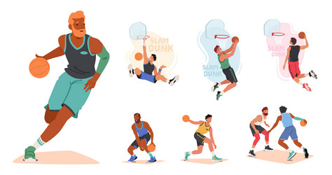 Basketball athletes female character dribble Vector Image