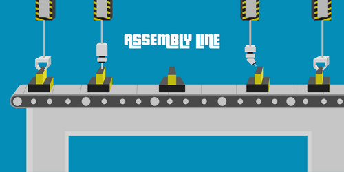 Assembly line poster Royalty Free Vector Image