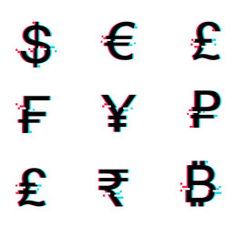 Main bold currency signs dollar euro pound yen Vector Image