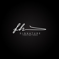 Fh simple signature logo - handwritten template Vector Image