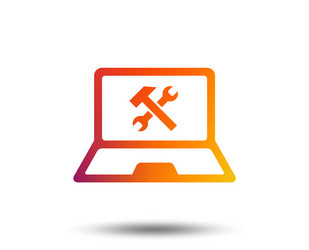 Laptop repair sign icon notebook service symbol Vector Image