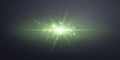 Green horizontal lensflare light flash with rays Vector Image