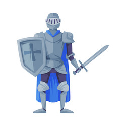 Medieval knight in full armour standing Royalty Free Vector