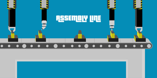 Assembly line poster Royalty Free Vector Image